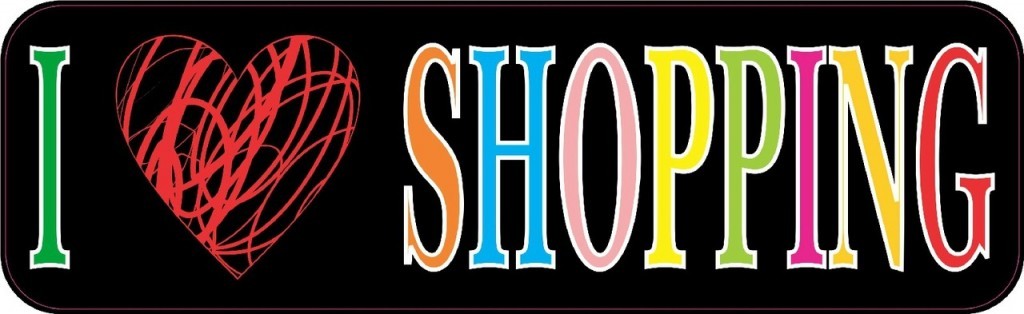 10in x 3in I Love (Heart) Shopping Bumper Stickers Vinyl Decals Car ...