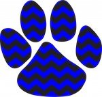 5in x 4.5in Blue and Black Chevron Paw Print Animals Bumper Sticker ...
