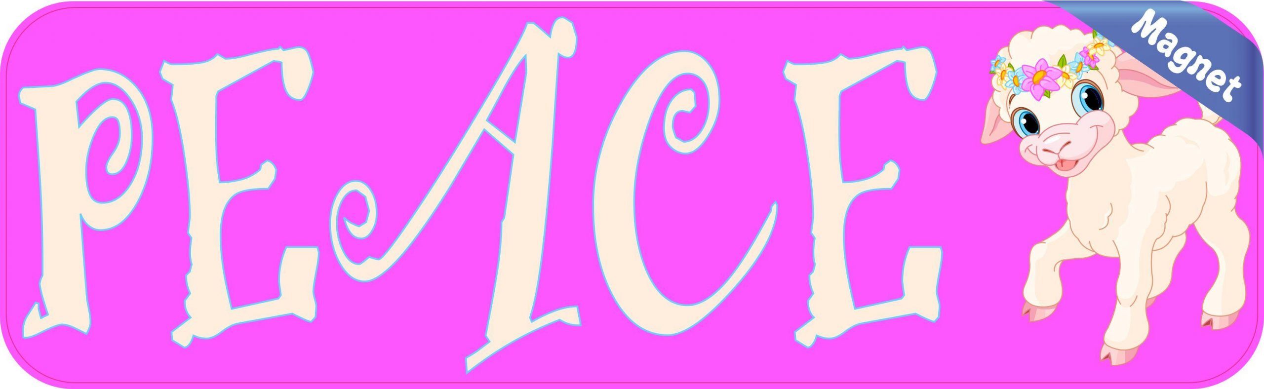 10in x 3in Peace Lamb Sheep Vinyl Vehicle Bumper Magnet Car Window Magnets