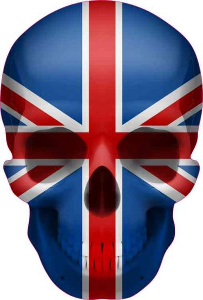 3.5in X 5in British Flag Skull Bumper Sticker Vinyl Truck Window Decal ...