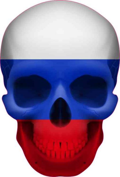 3.5in X 5in Russian Flag Skull Bumper Sticker Vinyl Truck Window Decal ...