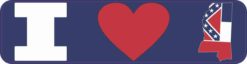 8in x 2in I Love Mississippi Bumper Sticker Vinyl Window State Flag ...
