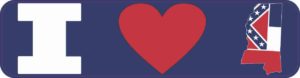 8in x 2in I Love Mississippi Bumper Sticker Vinyl Window State Flag ...