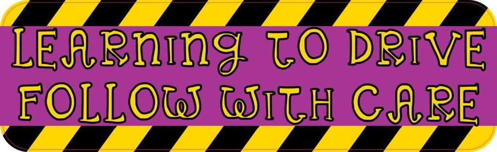 10in x 3in Purple Learning To Drive Bumper Sticker Vinyl Car Decal Sign