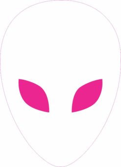 3.5in x 5in Pink and White Alien Bumper Sticker Car Vinyl Truck Decal ...