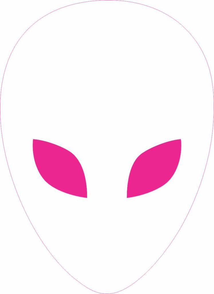 3.5in x 5in Pink and White Alien Bumper Sticker Car Vinyl Truck Decal ...