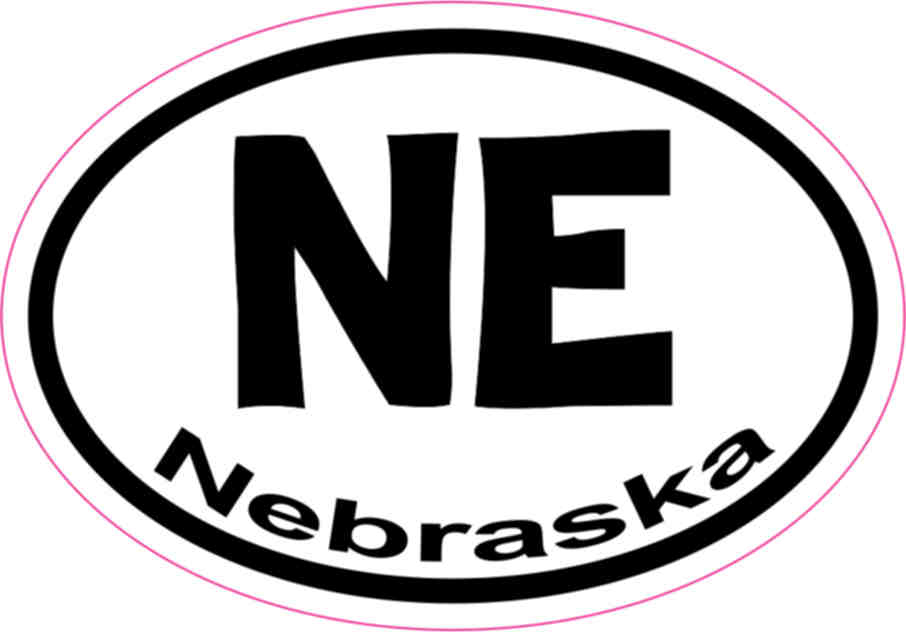 3in x 2in Oval NE Nebraska Sticker Vinyl Car Window State Bumper Stickers