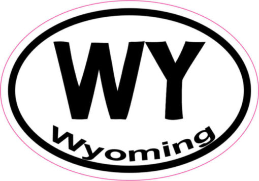 3in x 2in Oval WY Wyoming Sticker Vinyl Car Window State Bumper ...