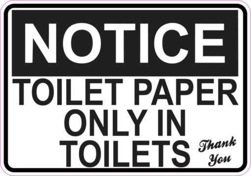 5in x 3.5in Toilet Paper Only Magnet Magnetic Public Restroom Wall Sign