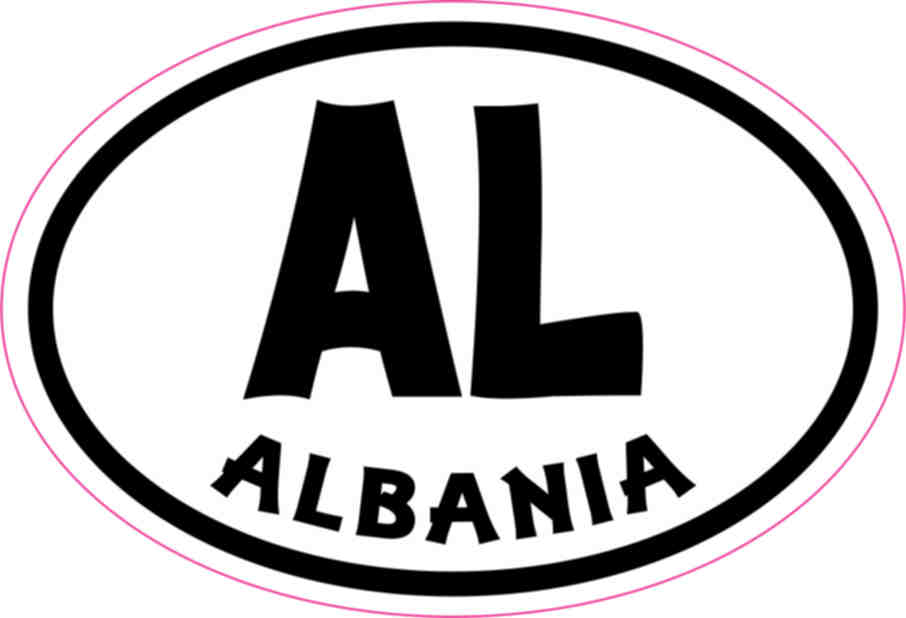 3in x 2in Oval AL Albania Sticker Vinyl Cup Decal Bumper Stickers