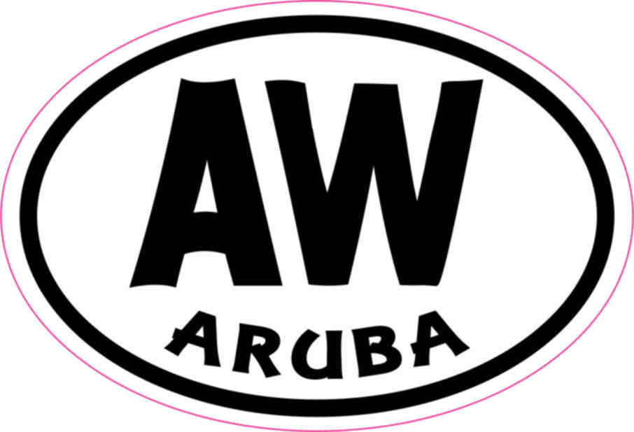 3in x 2in Oval AW Aruba Sticker Vinyl Cup Decal Bumper Stickers ...