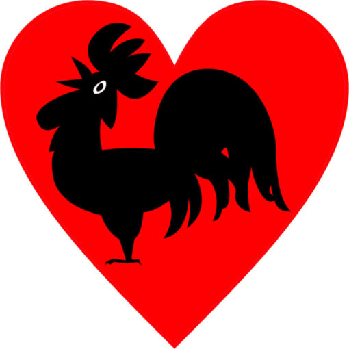 4in x 4in Rooster Heart Bumper Sticker Vinyl Cup Decal Vehicle Stickers