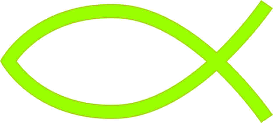 3 x 1.5 Green Christian Fish Sticker Vinyl Cup Stickers Car Bumper Decal