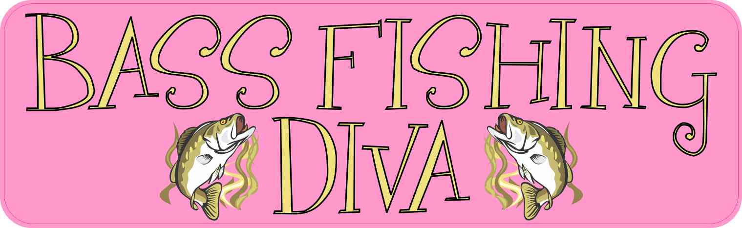 10in x 3in Bass Fishing Diva Magnet Magnetic Vehicle Bumper Magnets ...