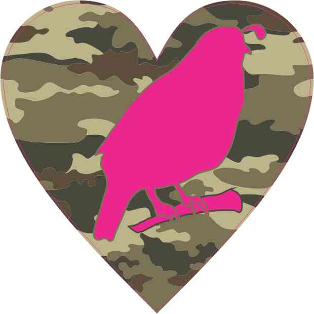 4inx4in Camo Quail Heart Sticker Vinyl Cup Decal Vehicle Hunting Stickers