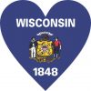 4in x 4in Wisconsin Flag Heart Sticker Vinyl State Decal Bumper ...