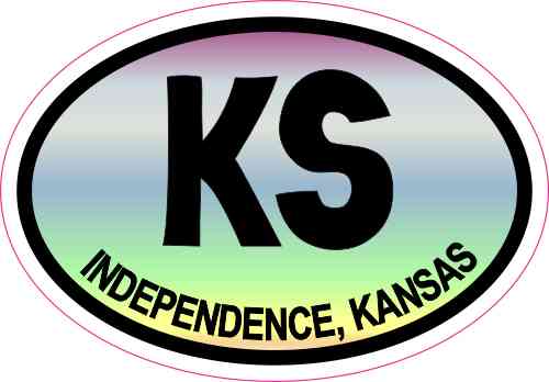 3inx2in Colorful Oval KS Independence Kansas Sticker Travel Decal Stickers