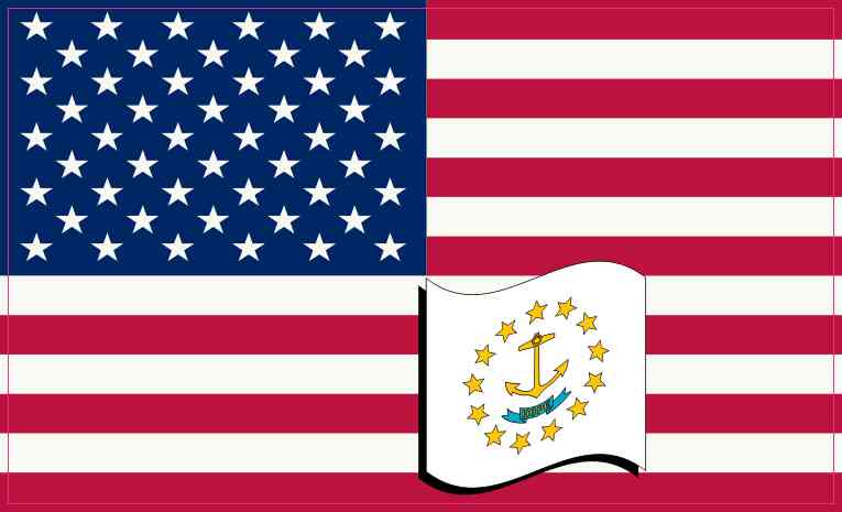 5in x 3in America and Rhode island Flag Sticker Vinyl State Flags Decal ...