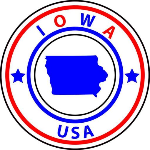 5in x 5in State Circle Iowa Sticker Vinyl Bumper Sticker Sign Hobby Decal