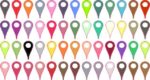 [52X] Assorted Colors Map Pointer Stickers Vinyl Point Marker Decal ...