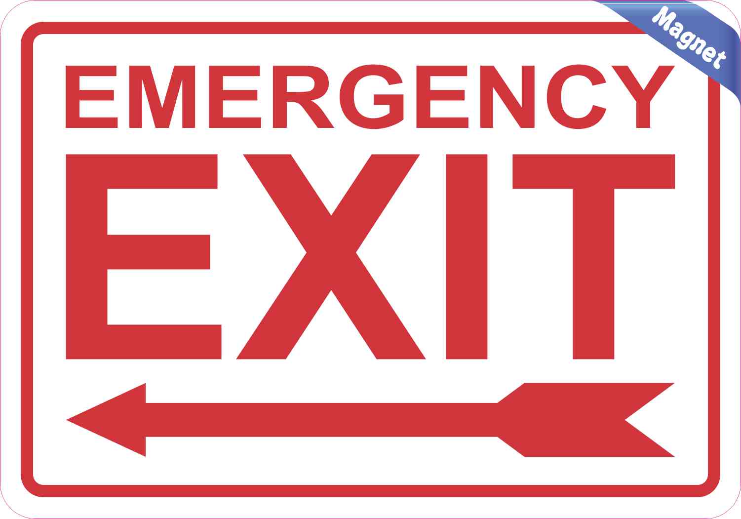 10in x 7in Left Arrow Emergency Exit Magnet Vinyl Magnetic Door Sign Decal