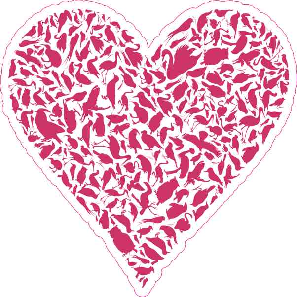 4in x 4in Regal Red Bird Heart Sticker Vinyl Cup Decal Vehicle Stickers ...