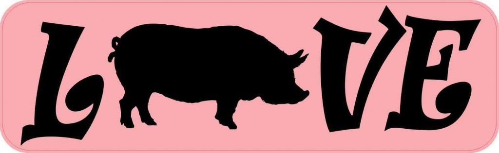 10in x 3in Love Pig Bumper Sticker Vinyl Pet Farm Animal Decal Car ...