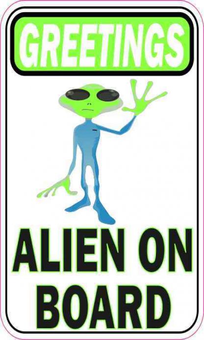 3in X 5in Greetings Alien on Board Sticker Vinyl Car Truck Vehicle ...
