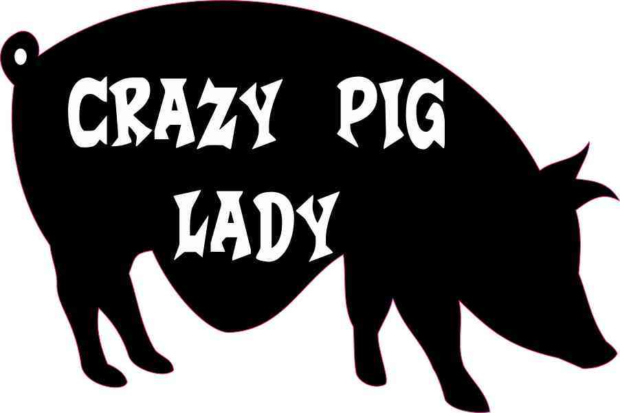 6in x 4in Black and White Crazy Pig Lady Sticker Funny Animal Stickers ...