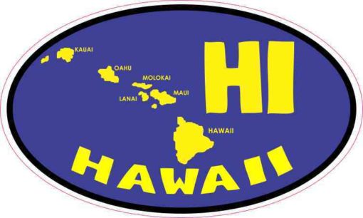 5in x 3in Oval HI Hawaii islands Sticker Car Bumper Decal Luggag ...