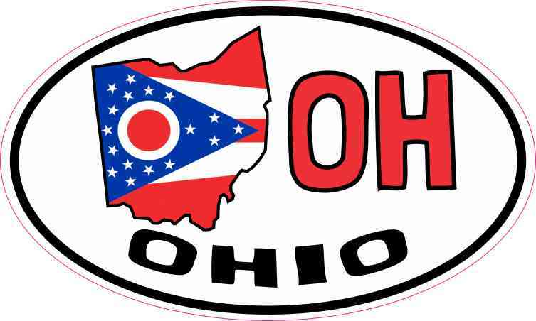 5in x 3in Oval OH Ohio Sticker Vinyl Car Bumper Decal Luggage Stickers
