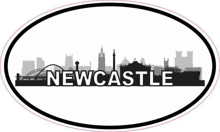 5in x 3in Oval Newcastle Skyline Sticker Luggage Decal Car Travel Stickers