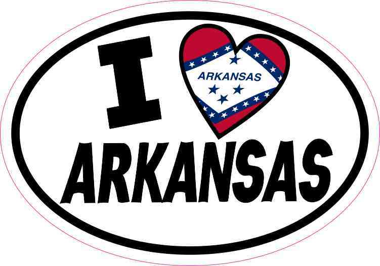 5in x 3.5in Oval I Love Arkansas Sticker Vinyl Car Decal Luggage ...