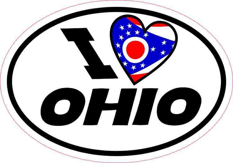 5in x 3.5in Oval I Love Ohio Sticker – StickerTalk®