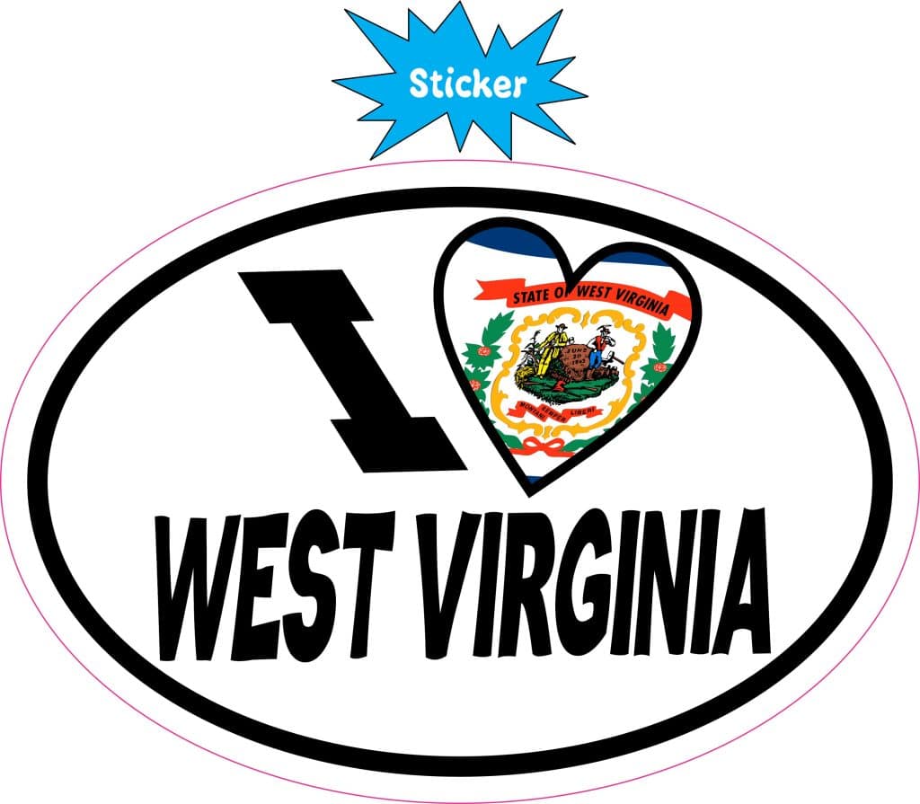 5 in x 3.5 in Oval I Love West Virginia Sticker – StickerTalk®