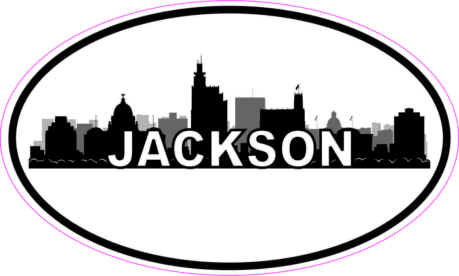 5in x 3in Oval Jackson Skyline Sticker Luggage Cup Car Bumper Window Decal