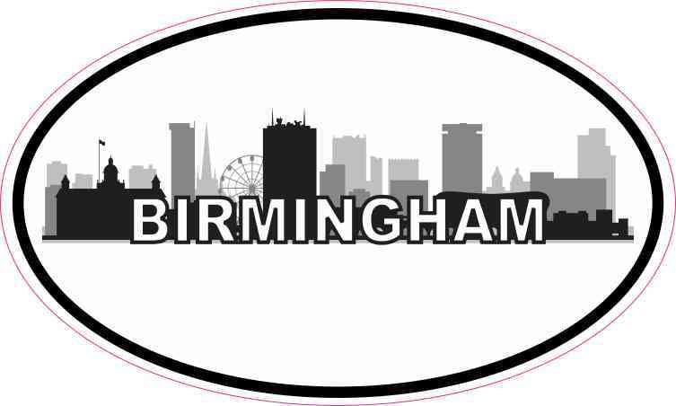 5 x 3 Oval Birmingham Skyline Sticker Luggage Cup Car Bumper Window Decal