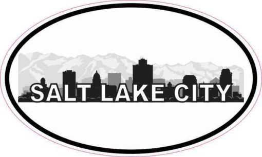 5×3 Oval Salt Lake City Skyline Sticker Luggage Car Bumper Window Decal ...