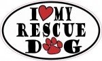 5in x 3in Oval I Love My Rescue Dog Sticker