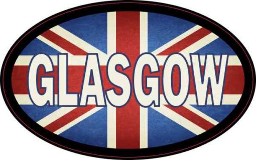 4in x 2.5in Oval UK Flag Glasgow Sticker