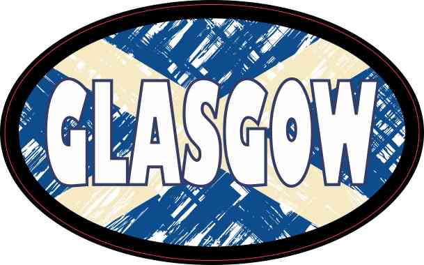 4in x 2.5in Oval Scottish Flag Glasgow Sticker