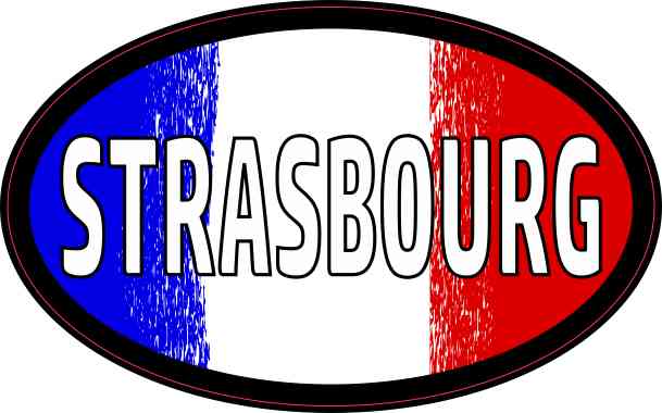 4in x 2.5in Oval French Flag Strasbourg Sticker