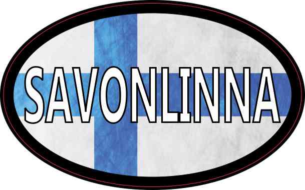 4in x 2.5in Oval Finnish Flag Savonlinna Sticker