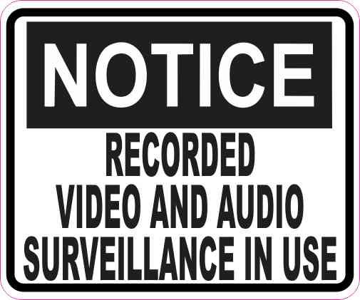 3in x 2.5in Notice Video and Audio Surveillance Magnet