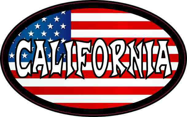 4in x 2.5in Oval American Flag California Sticker