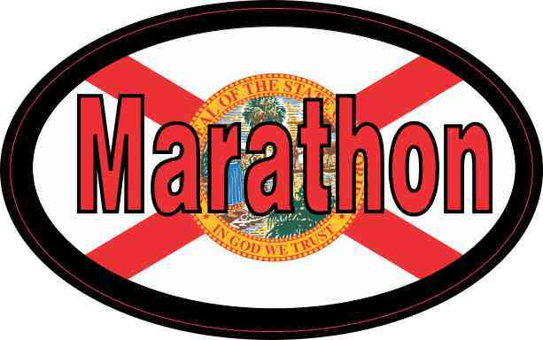4in x 2.5in Oval Florida Flag Marathon Sticker