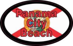 4in x 2.5in Flag Oval Panama City Beach Sticker - StickerTalk®