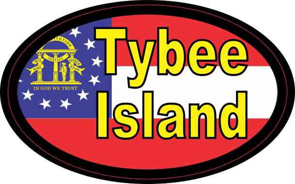 4in x 2.5in Oval Georgia Flag TyBee island Sticker – StickerTalk®