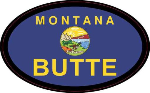4in x 2.5in Oval Montana Flag Butte Sticker – StickerTalk®