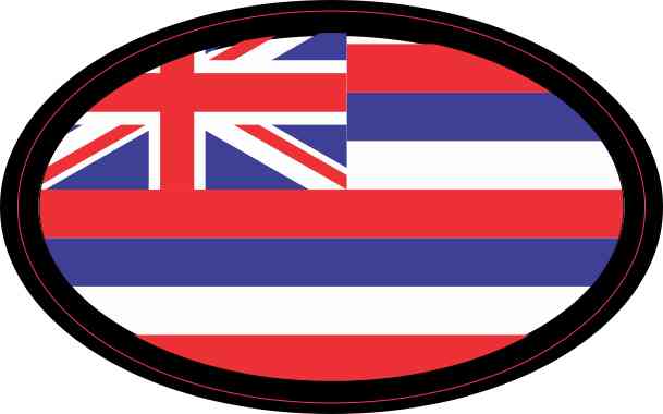4in x 2.5in Oval Hawaii Flag Sticker
